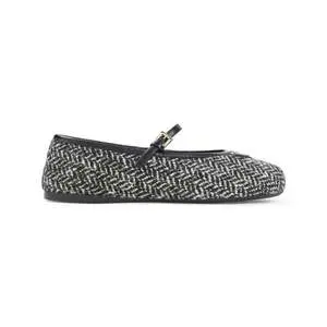 Prada Textured Wool Mary Jane Ballerinas - White