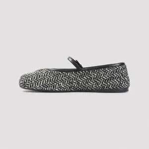 Prada Textured Wool Mary Jane Ballerinas - White