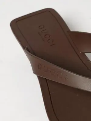 Gucci Vittoria Rubber Thong Sandals - Brown