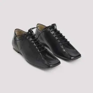 LEMAIRE Souris Flat Classic Leather Derbies - Black