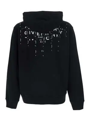 Givenchy Black Hooded Sweatshirt With Logo On The Back In Cotton For - Multicolor