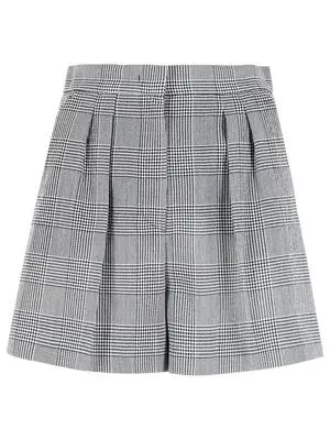 Max Mara Agoraio' Shorts In And White Virgin Wool - Blue