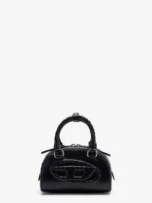DIESEL® 1dr Dome Python Leather Crossbody Bag - Black