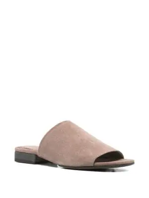 Brunello Cucinelli Suede Mules With Monili - Brown