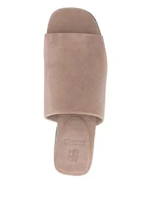 Brunello Cucinelli Suede Mules With Monili - Brown