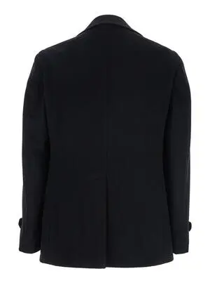 Tagliatore Wool Pea Coat With Welt Pockets - Black