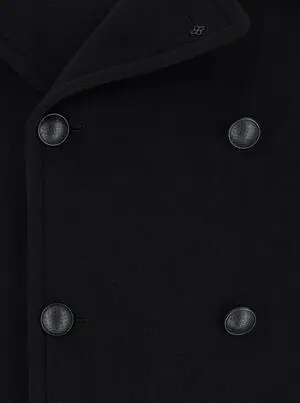 Tagliatore Wool Pea Coat With Welt Pockets - Black