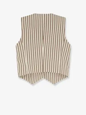 Max Mara Striped Cotton And Silk Vest - Cream