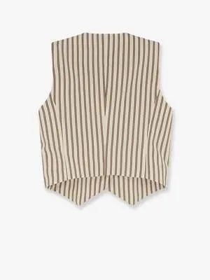 Max Mara Striped Cotton And Silk Vest - Cream