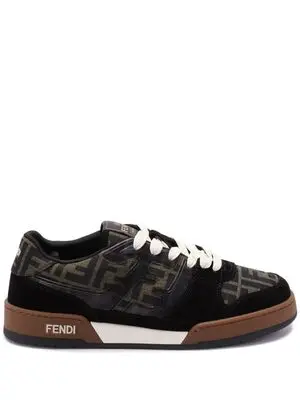 Fendi FENDI FF Jacquard And Suede Match Sneakers Black