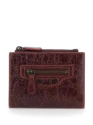 Balenciaga Le City' Bordeaux Bi-fold Card Holder With A Zip Pocket And Embossed Logo On The Back In Leather For - Multicolor