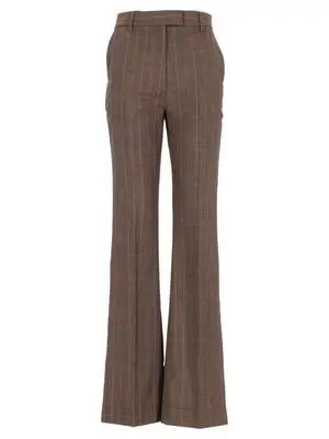 GANNI Pinstriped Wool Trousers - Brown