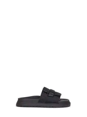 Fendi Black Ff Jacquard Nylon Slip-on Chunky Slides - Multicolor