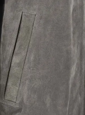 Rick Owens Brad' Grey Jacket With Classic Collar And Back Strap In Suede - Multicolor