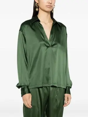 TOM FORD Stretch Silk Satin Polo - Green