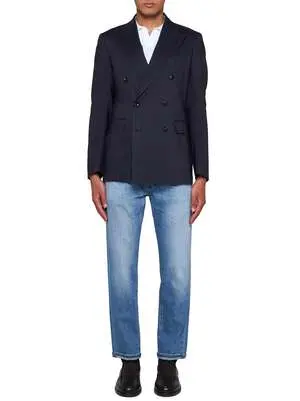Tagliatore Linen And Wool-blend Double-breasted Blazer