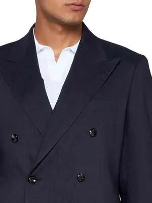Tagliatore Linen And Wool-blend Double-breasted Blazer