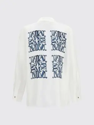 Max Mara Monogram Print Silk Shirt With Classic Collar - Multicolor