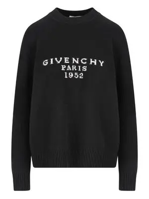 Givenchy Pullover In Lana E Cachemire Con Paris 1952 - Black