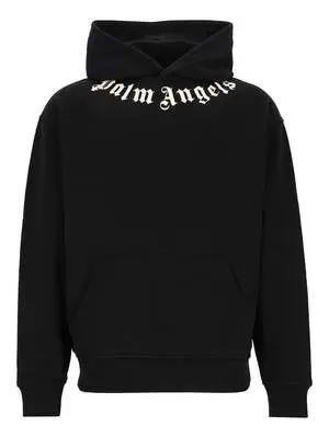 Palm Angels Neck Logo Hoodie - Black
