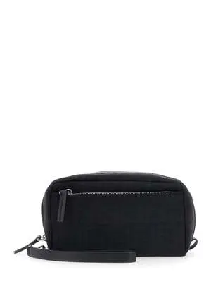 Fendi Black Clutch With Adjustable And Removable Shoulder Strap And Two Zip Pockets In Black Ff Canvas For - Multicolor