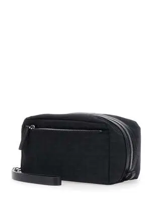 Fendi Black Clutch With Adjustable And Removable Shoulder Strap And Two Zip Pockets In Black Ff Canvas For