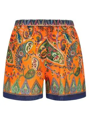 Etro Ramie Shorts - Orange