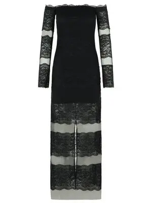 Blumarine Stretch Lace Long Gown - Black