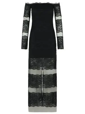 Blumarine Stretch Lace Long Gown - Black