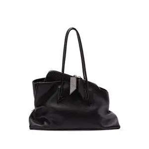 Attico Grained Leather Shoulder Bag - Black