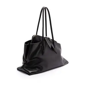 Attico Grained Leather Shoulder Bag - Black