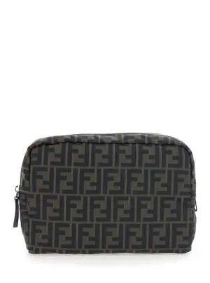 Fendi Brown Pouch With Zip Closure In Ff Canvas For - Multicolor