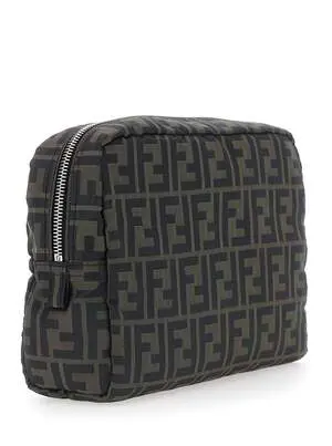 Fendi Brown Pouch With Zip Closure In Ff Canvas For