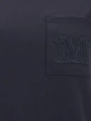 Max Mara Cotton T-shirt With Monogram And Patch Pocket - Black