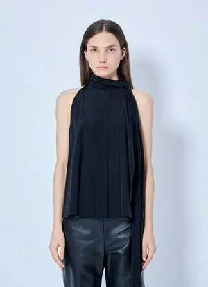 Max Mara Pleated Halter Top - Black