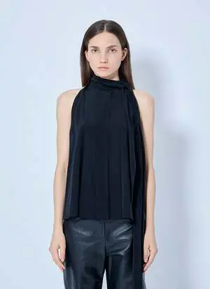 Max Mara Pleated Halter Top - Black