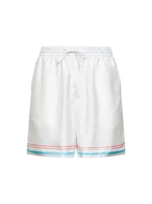 Casablanca White Silk Twill Dance Joy Shorts - Multicolor