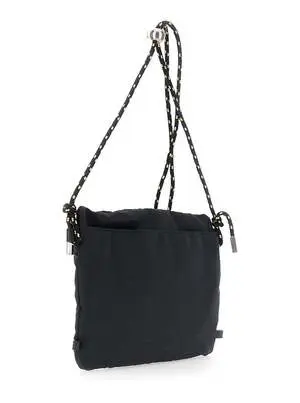 Fendi Black Pouch With Rope Shoulder Strap And Zip Pocket On The Front In Ff Canvas For