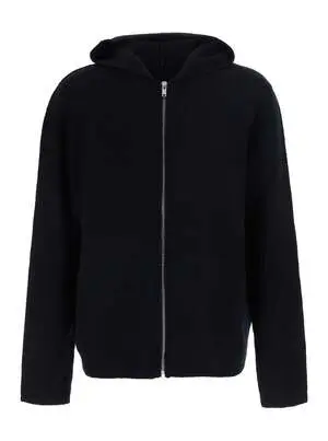 Rick Owens Black Hooded Sweatshirt With Fixed Hood And Front Zip Closure In Cotton For - Multicolor
