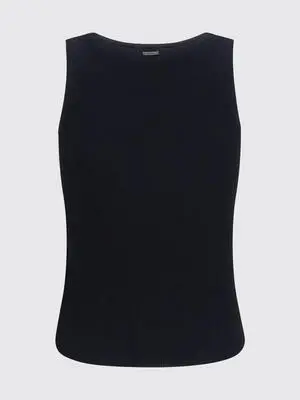 Max Mara Slim Fit Ribbed Cotton Knit U-neck Top - Brown