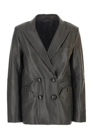 BLAZÉ MILANO Double Breasted Leather Jacket - Multicolor