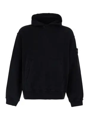 Stone Island Cotton Hooded Sweatshirt - Black