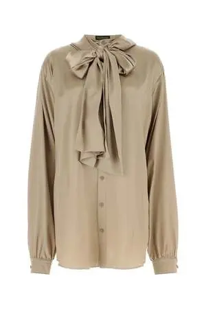 Balenciaga Satin Oversize Shirt - Brown