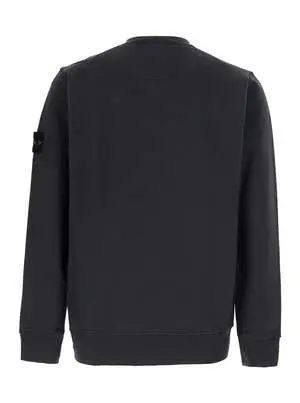 Stone Island Crewneck Sweatshirt With Logo Patch On The Sleeve In Cotton For - Gray