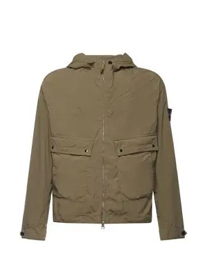 Stone Island Lightweight Canvas Hooded Jacket - Green