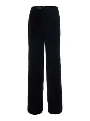 P.a.r.o.s.h Oversized Pants With Side Zip Closure In Velvet For - Black