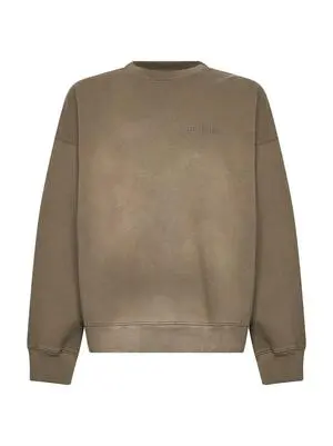 GOLDEN GOOSE Beige Bleached-effect Cotton Embroidered Sweatshirt - Multicolor
