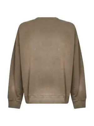 GOLDEN GOOSE Beige Bleached-effect Cotton Embroidered Sweatshirt