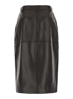 P.a.r.o.s.h Brown Skirt With Front Closure And Slit In Leather For