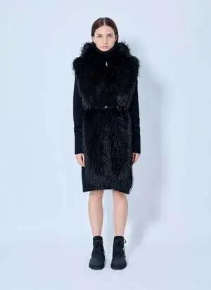 Moncler Textured Wool-blend Coat - Black